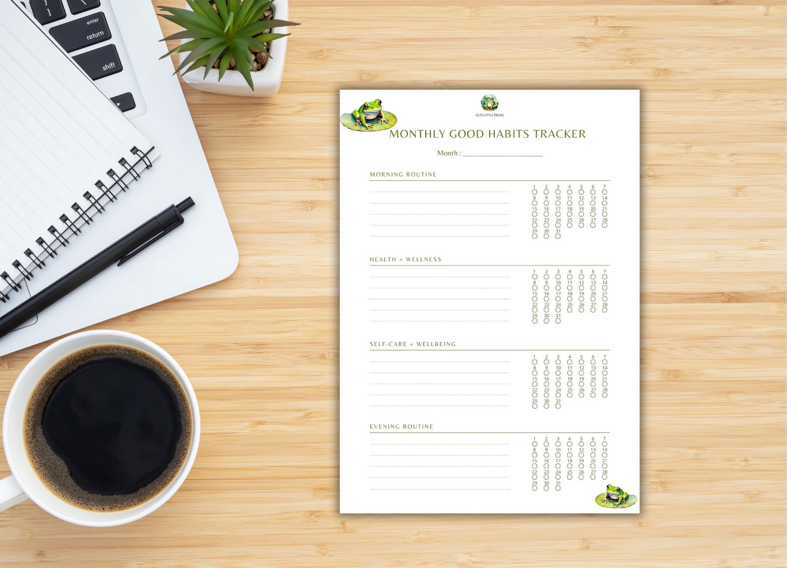 Habit Tracker Frog Monthly Tracker Journal Good Notes Planner Template ...