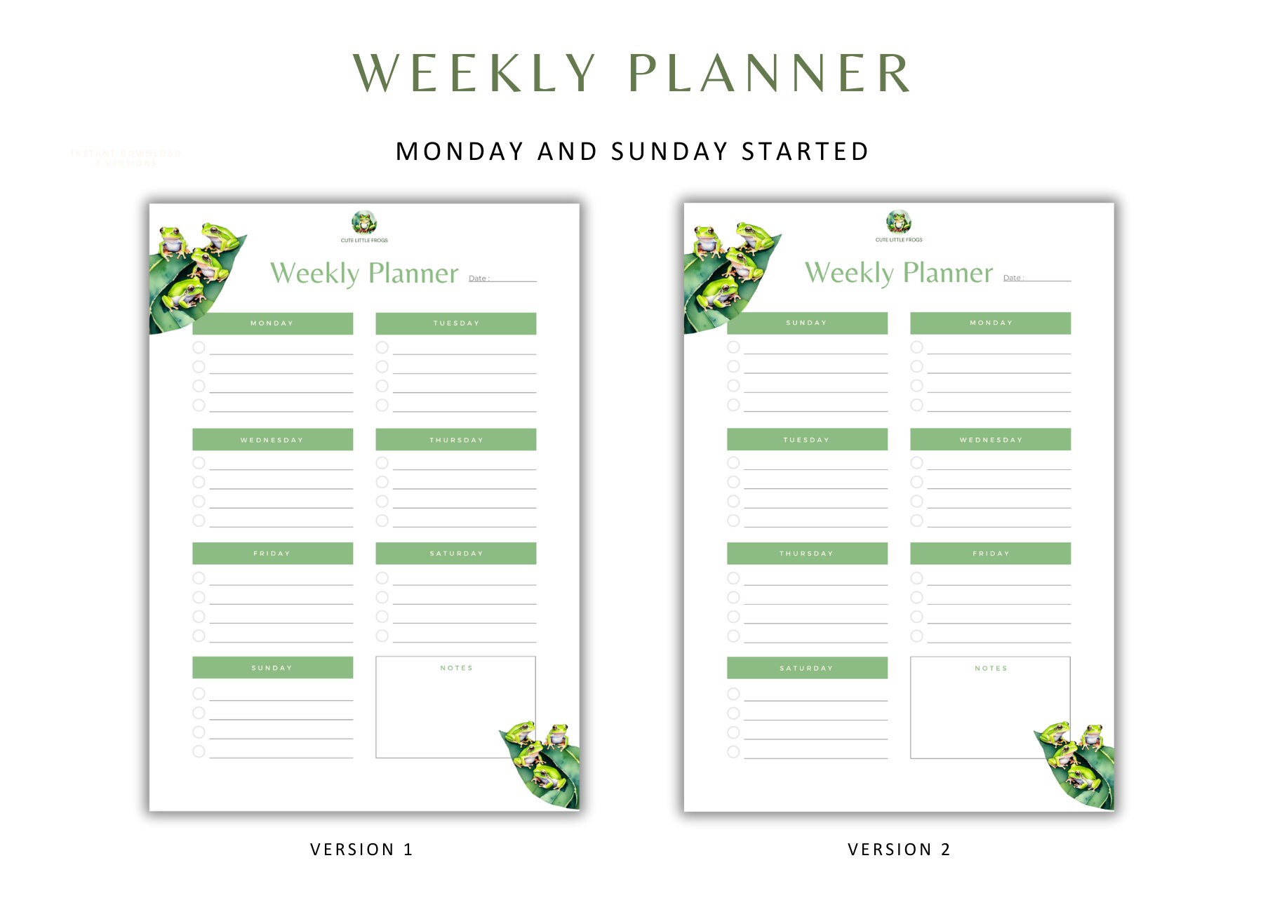 Weekly Planner Printable Frog Minimal Weekly Schedule Template Weekly ...
