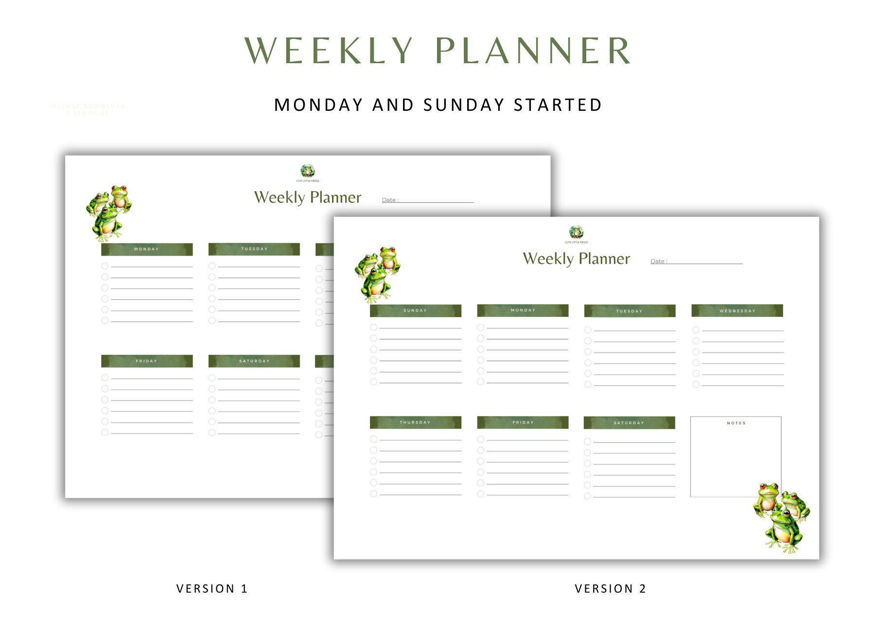 Weekly Planner Frog Week Planner Template Undated Weekly Goodnote ...
