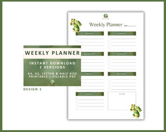 Weekly Planner Frog Week Planner Template Undated Weekly Goodnote ...
