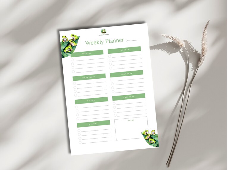 Weekly Planner Printable Frog Minimal Weekly Schedule Template Weekly ...