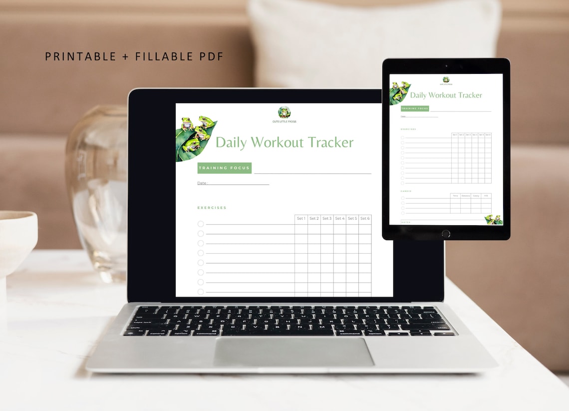 Digital Daily Workout Tracker Exercise Undated Workout Template ...