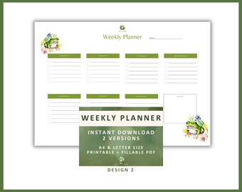 Weekly Planner Frog Week Planner Template Undated Weekly Goodnote ...