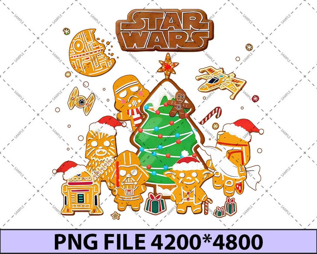Star Wars Characters Xmas Png, Darth Vader Chewie R2-D2 C-3PO Ginger ...