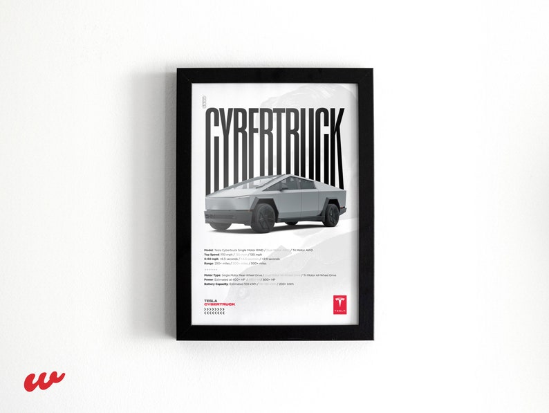Tesla Cybertruck Digital Poster High-quality Art Print Instant Download ...