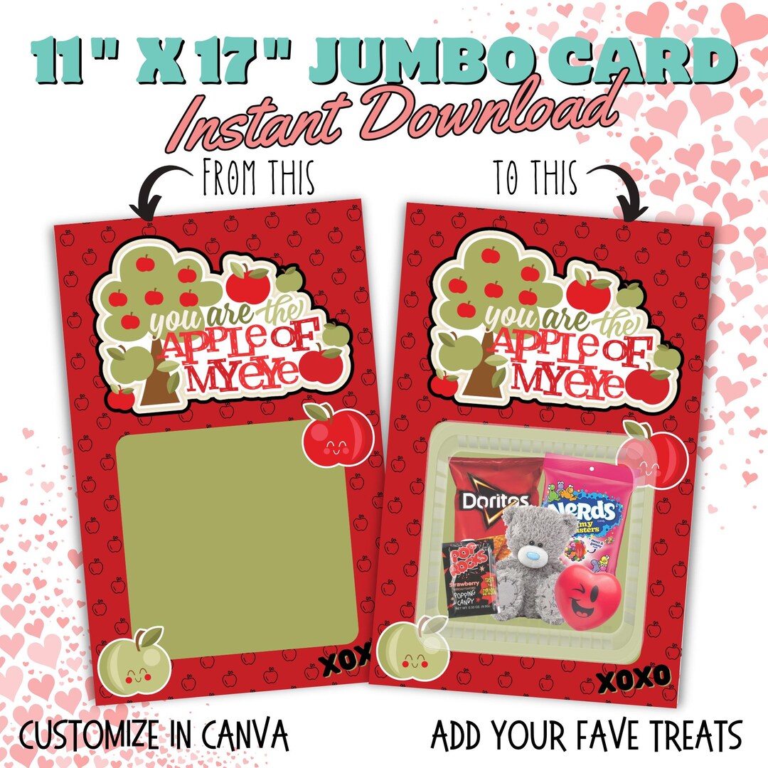 Apple of My Eye Jumbo Card Instant Download - Valentine's Day Candy ...