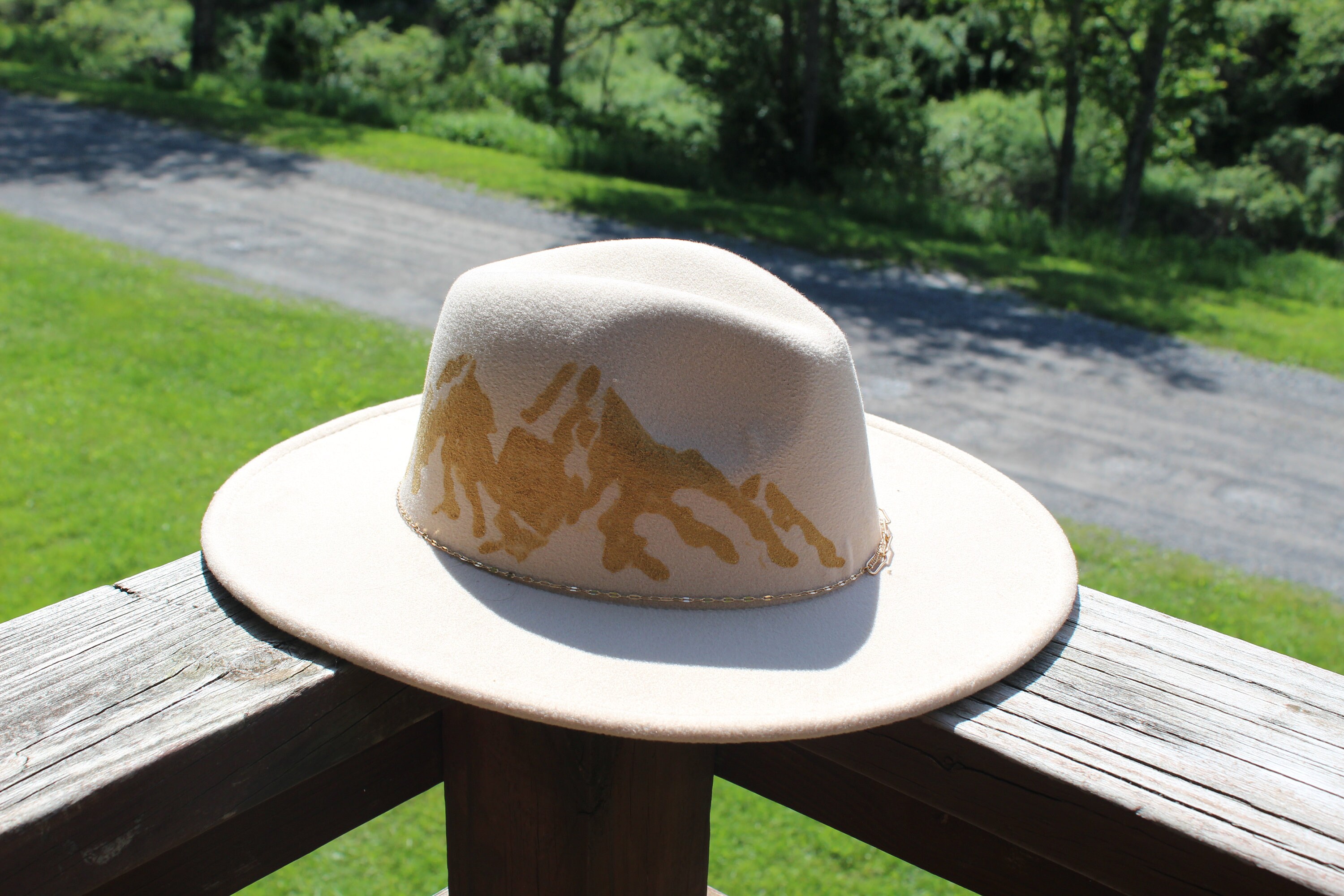 Wide Brim Felt Hat Painted Mountain Design PAINTED RANCHER HAT - Etsy