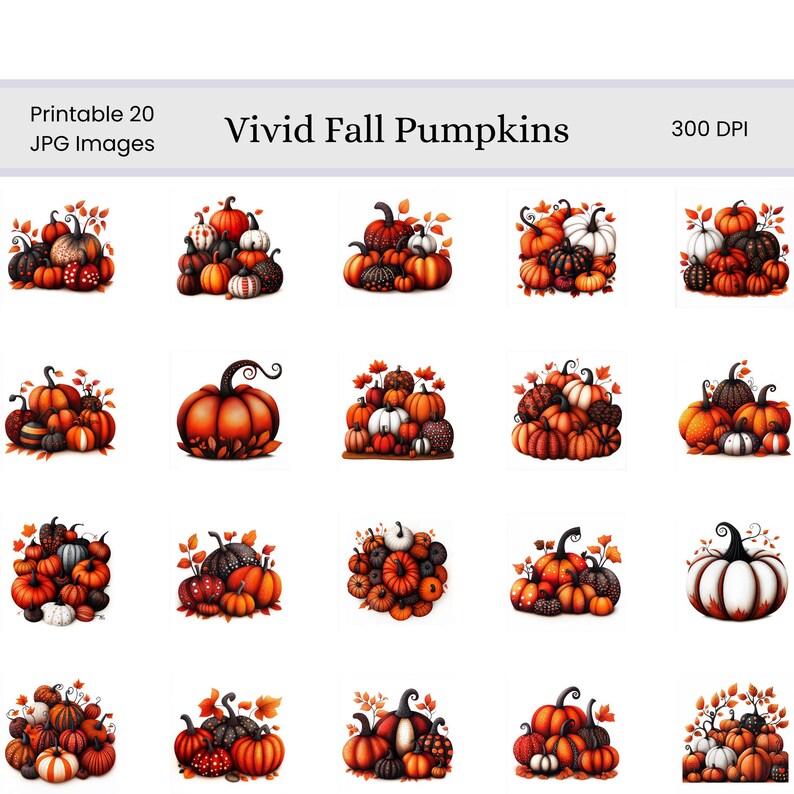 Vivid Fall Pumpkin Digital Pages | Autumn Printable Digital Backgrounds ...