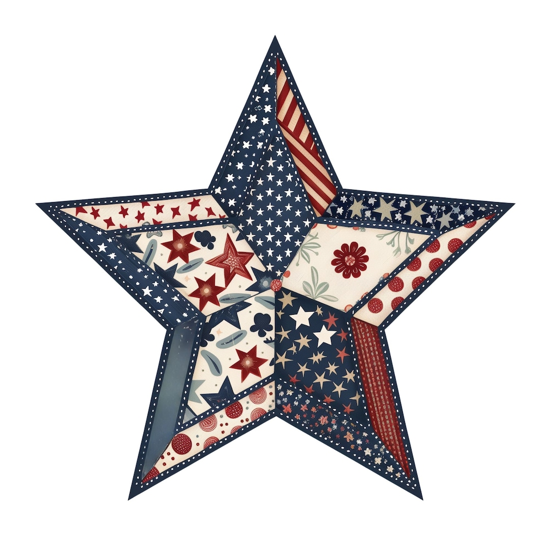 Patriotic Patchwork Stars Clip Art Set | Digital Images | for ...