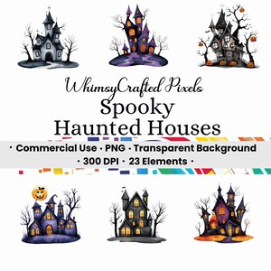 Spooky Haunted Houses Clip Art Set | Digital Halloween Images for ...