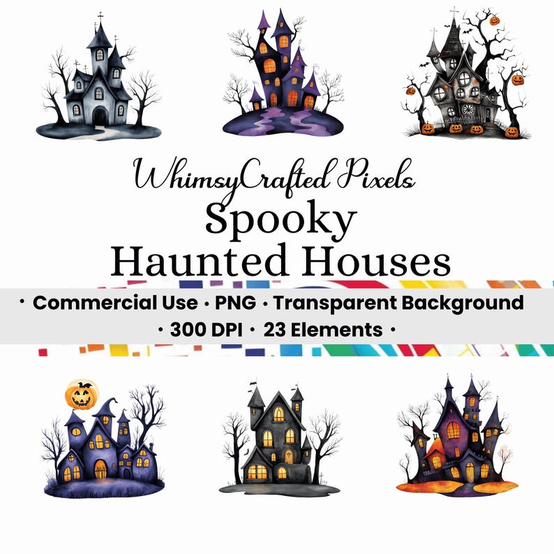 Spooky Haunted Houses Clip Art Set | Digital Halloween Images for ...