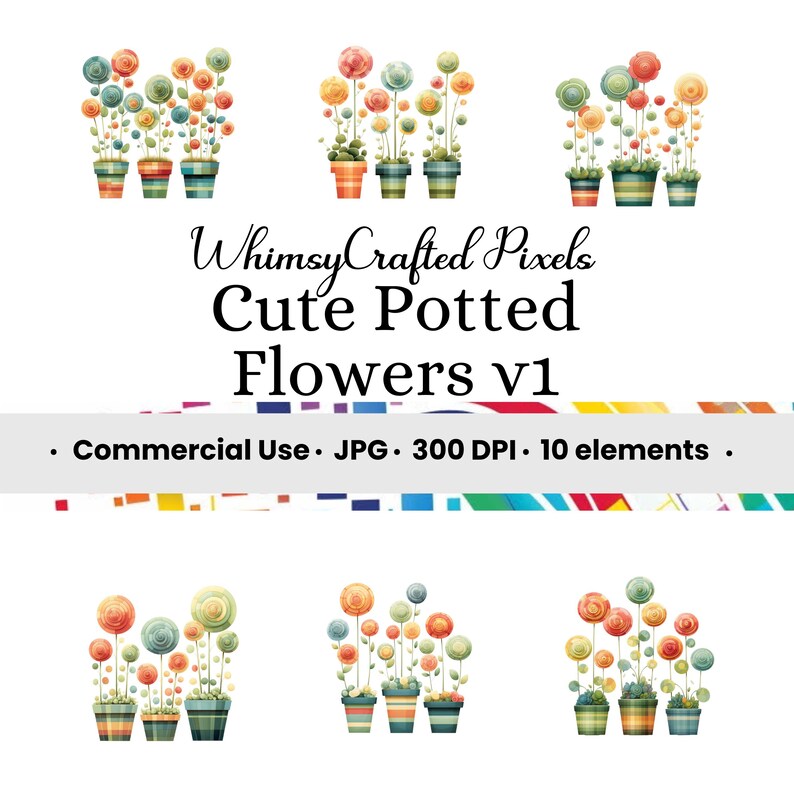 Cute Potted Flowers V1 Digital Pages | Spring Printable Digital ...