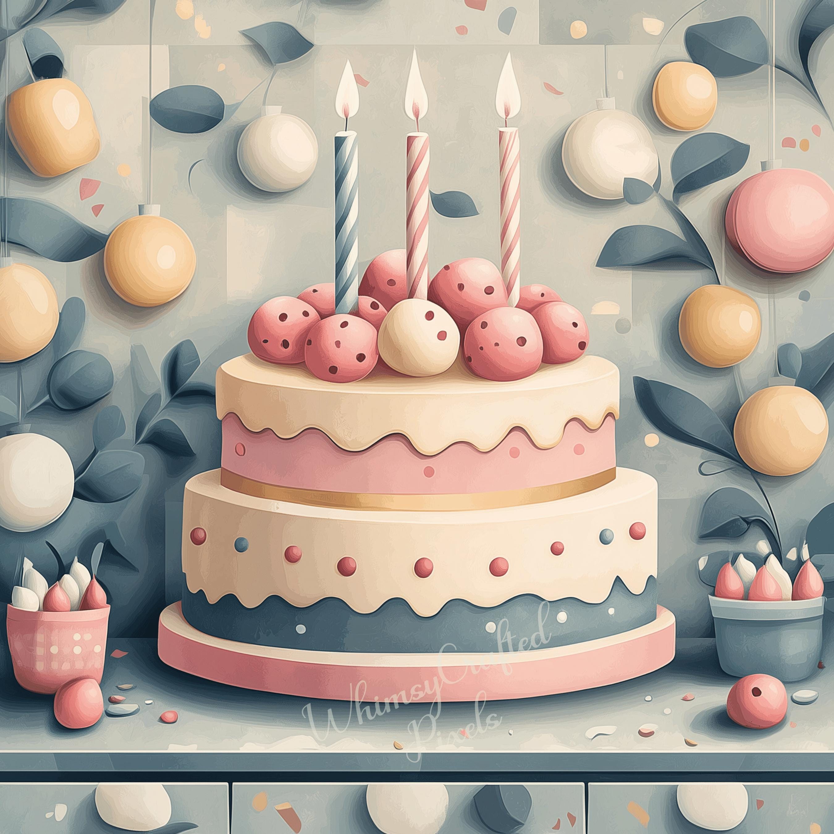 Fun Birthday Cakes Digital Pages | Printable Digital Birthday ...