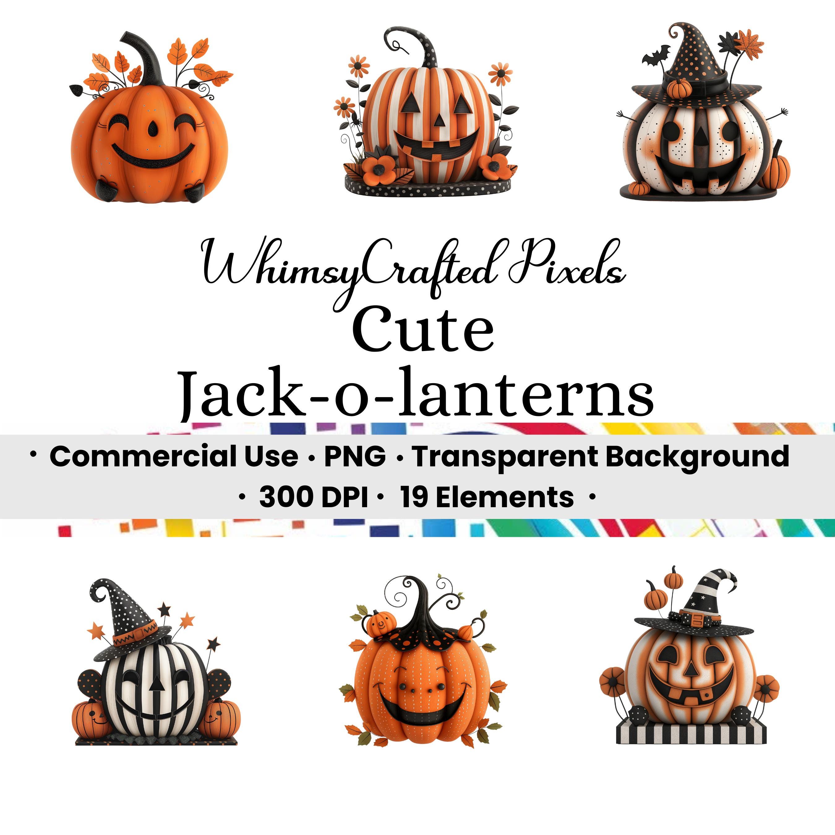 Cute Jack-o-lanterns Clip Art Set | Halloween Digital Images ...