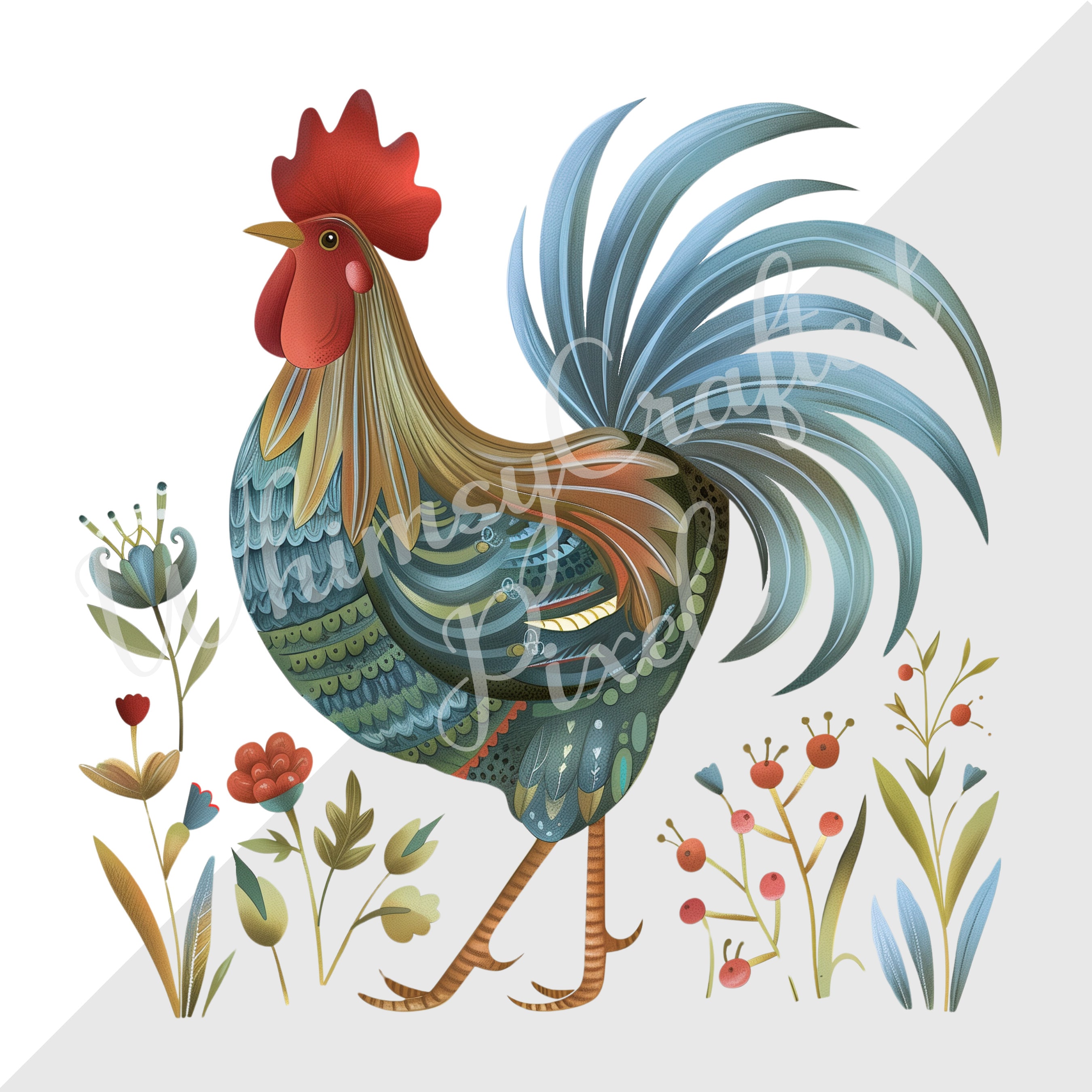 Fancy Rooster Clip Art Set | Fun Digital Images | for Scrapbooks, Card ...