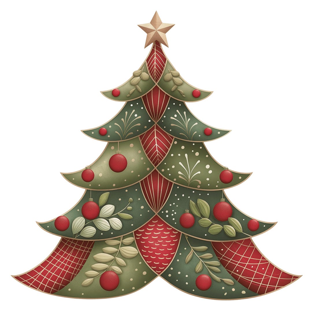 Red & Green Christmas Trees Clip Art Set | Holiday Digital Images ...