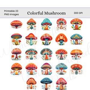 Colorful Mushroom Clip Art Set | Fun Digital Images | for Scrapbooks ...