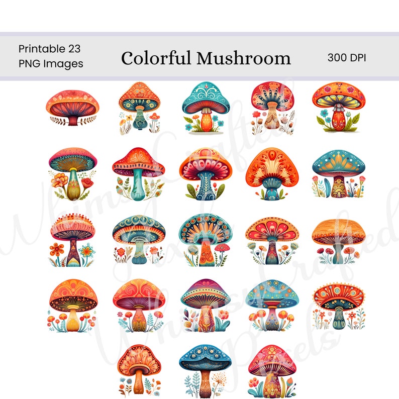 Colorful Mushroom Clip Art Set | Fun Digital Images | for Scrapbooks ...