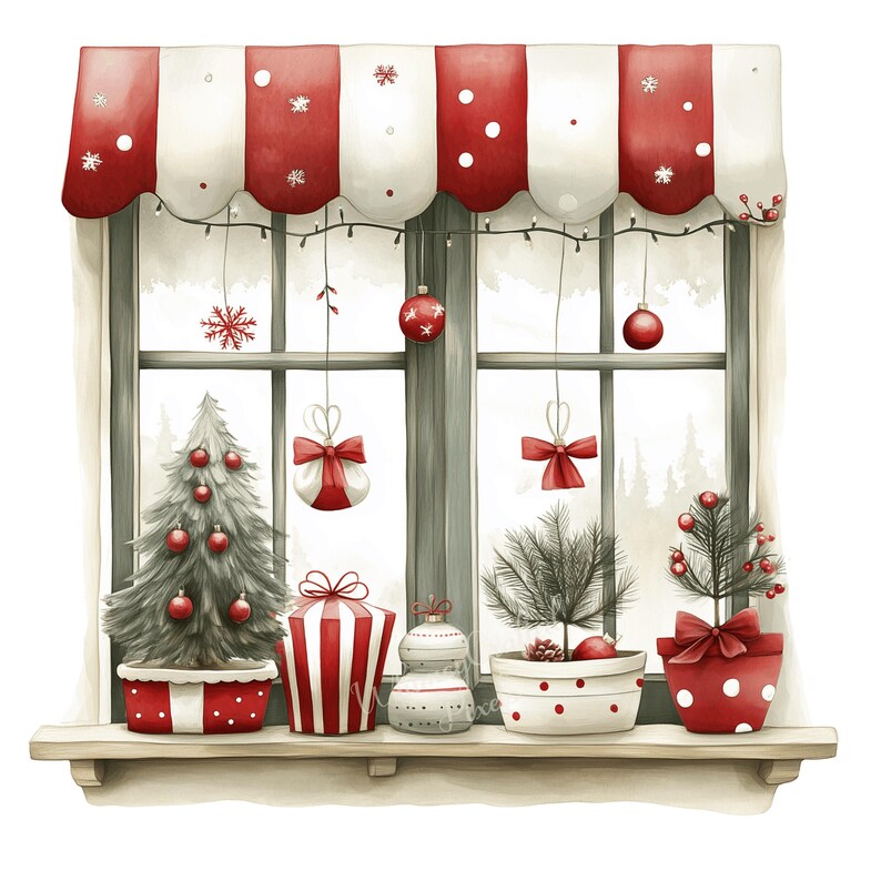 Charming Christmas Windows Clip Art Set | Digital Holiday Images for ...