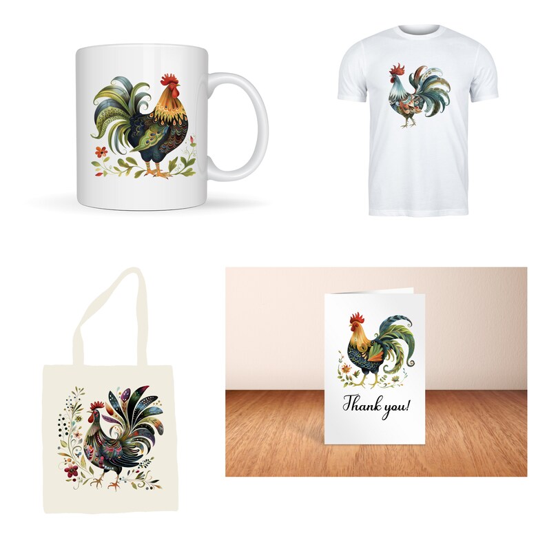 Fancy Rooster Clip Art Set Fun Digital Images for Scrapbooks, Card ...