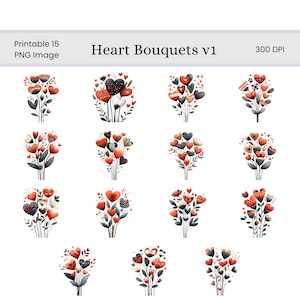 Heart Bouquets V1 Clip Art Set | Valentine Digital Images, Scrapbooks ...