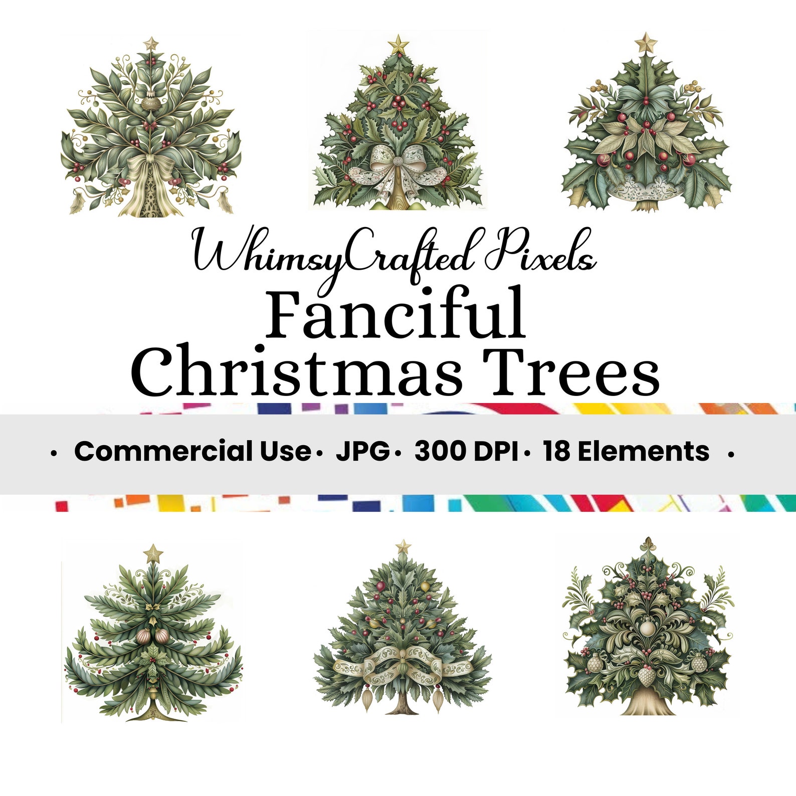 Fanciful Christmas Tree Digital Pages | Holiday Printable Digital ...