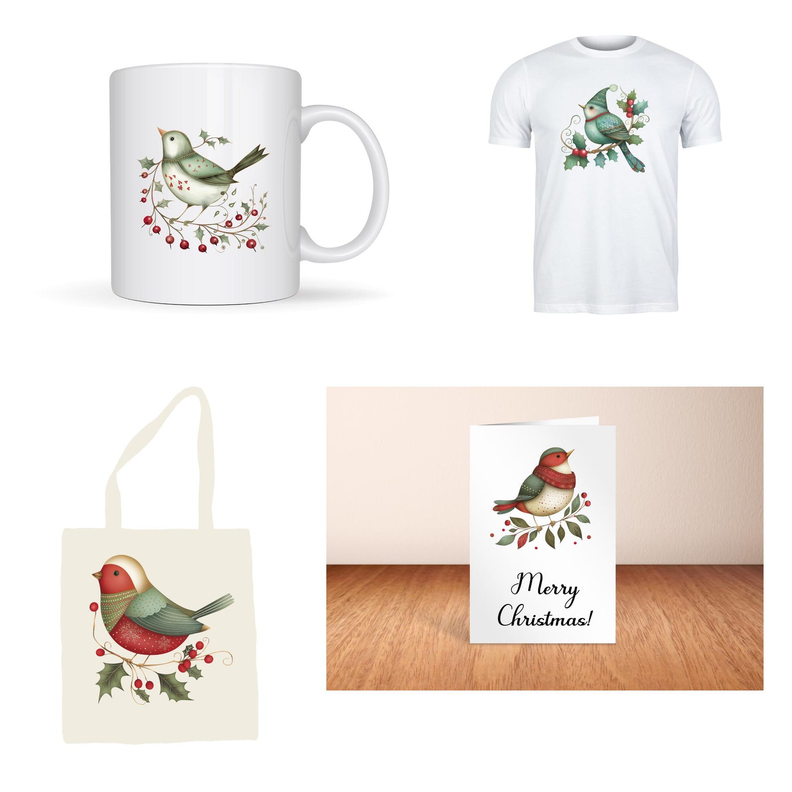 Charming Christmas Birds Clip Art Set | Winter Digital Images ...