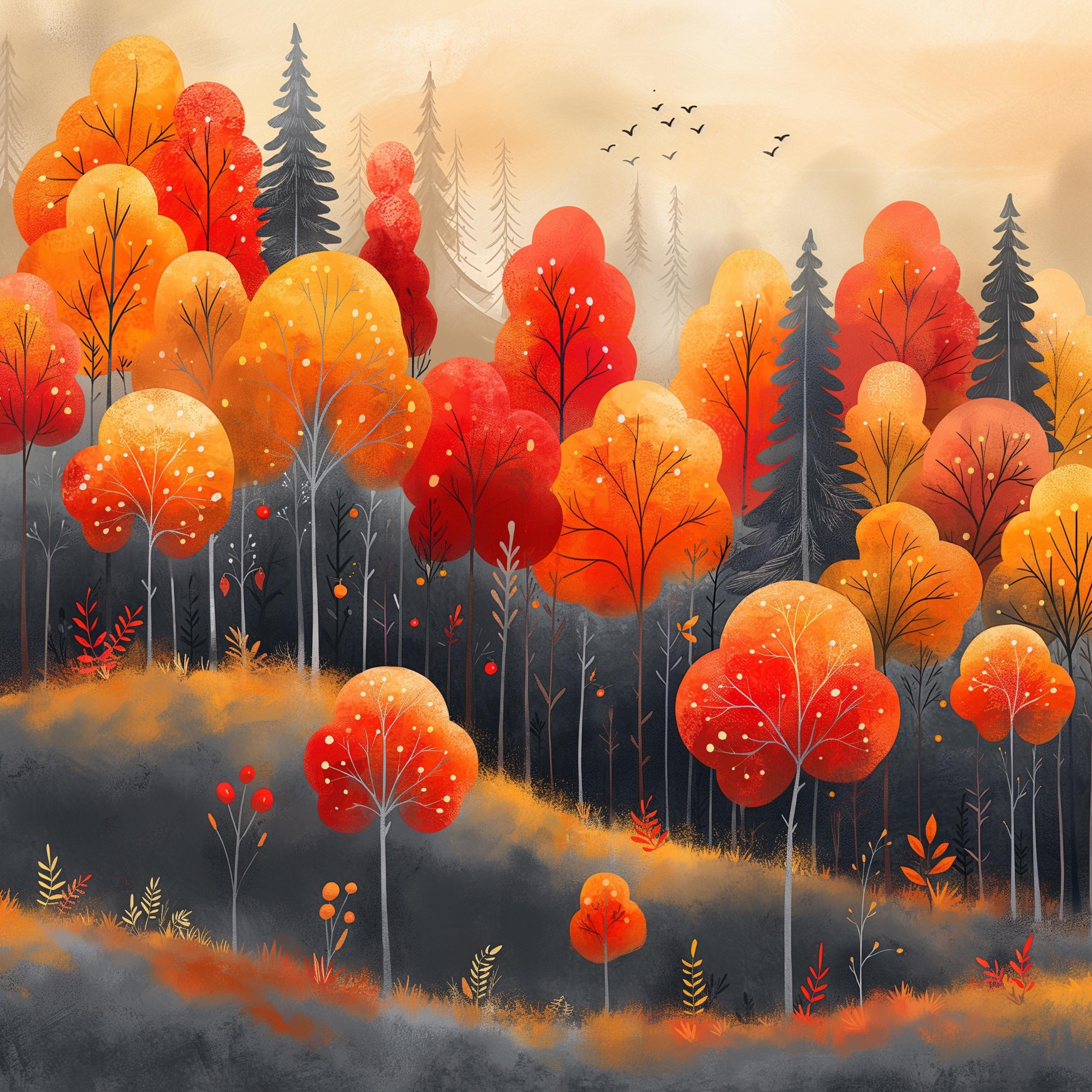 Pretty Autumn Forests Digital Pages | Fall Printable Digital ...