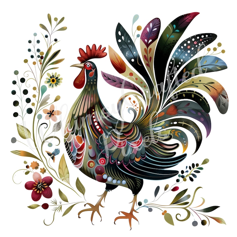 Fancy Rooster Clip Art Set Fun Digital Images for Scrapbooks, Card ...