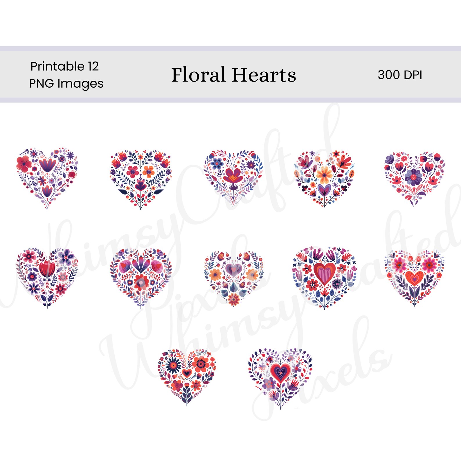 Floral Heart Clip Art Set | Pretty Digital Images | for Scrapbooks ...