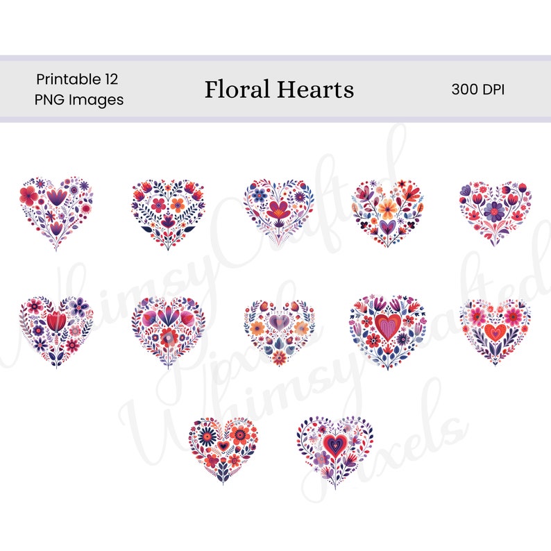 Floral Heart Clip Art Set | Pretty Digital Images | for Scrapbooks ...