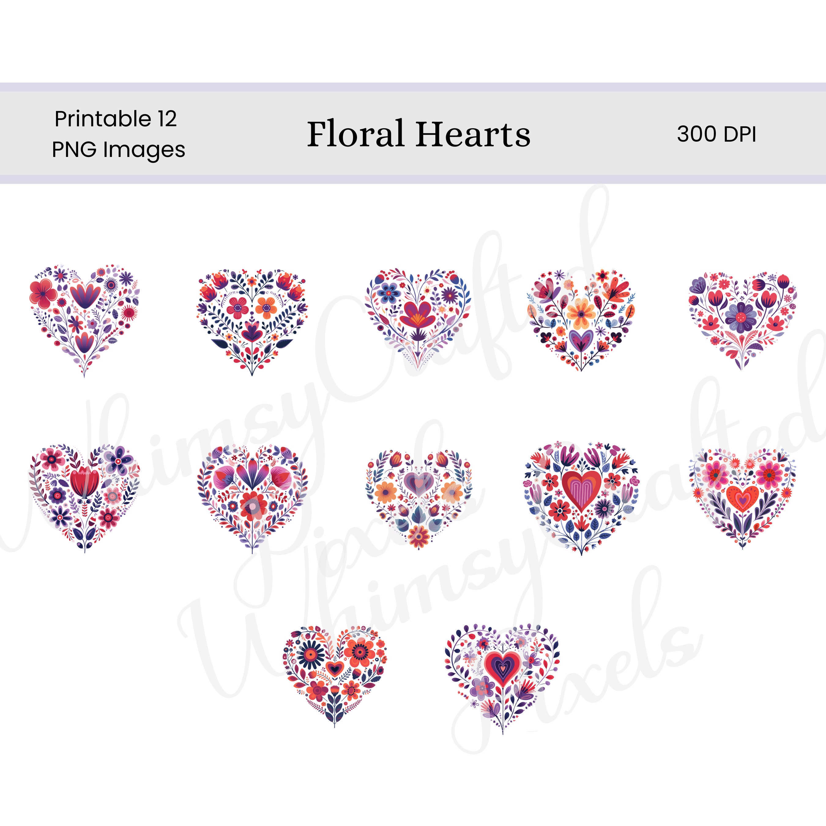 Floral Heart Clip Art Set | Pretty Digital Images | for Scrapbooks ...