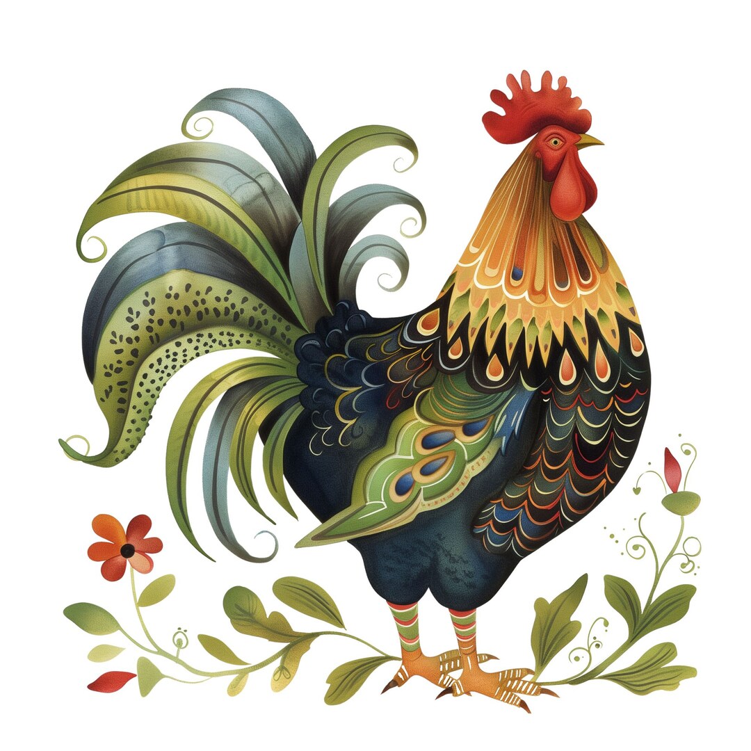 Fancy Rooster Clip Art Set | Fun Digital Images | for Scrapbooks, Card ...