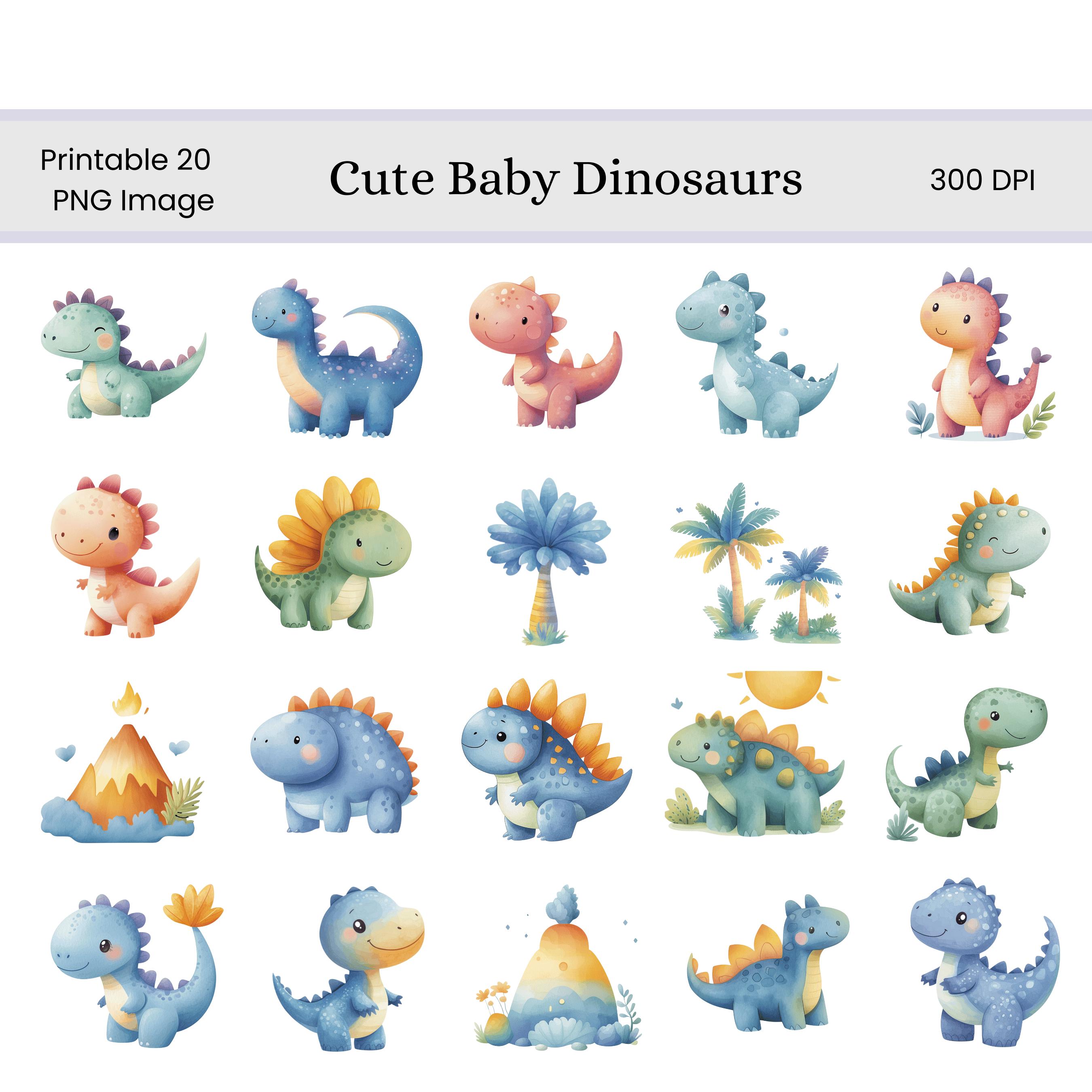 Pastel Baby Dinosaurs Clip Art Set | Dinosaur Digital Images for ...