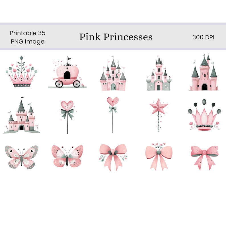 Cute Pink Princesses Clip Art Set | Digital Princess Images ...