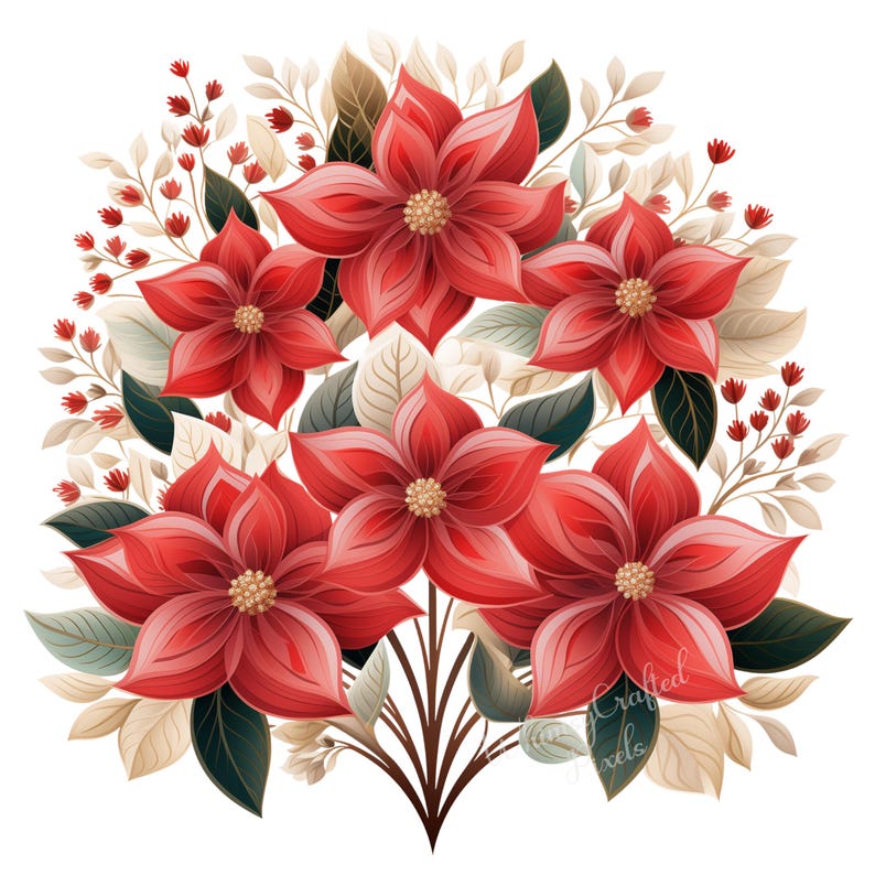 Christmas Poinsettias Clip Art | Holiday Digital Images | for ...