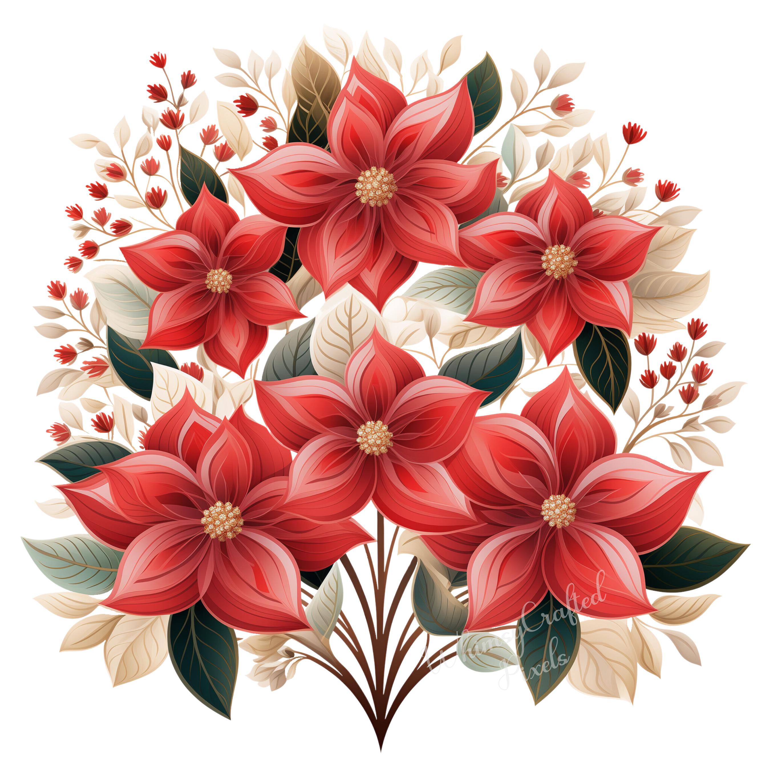 Christmas Poinsettias Clip Art | Holiday Digital Images | for ...