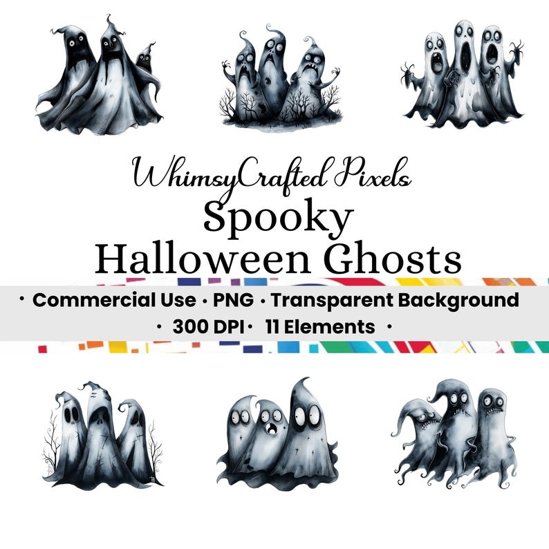 Spooky Ghosts Clip Art Set | Digital Halloween Images for Scrapbooks ...