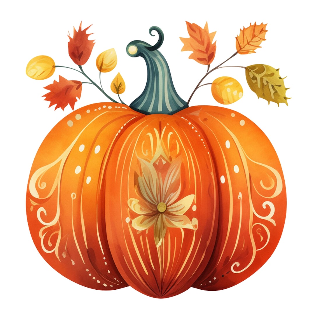 Floral Pumpkin Clip Art Set | Fall Digital Images | for Scrapbooks ...