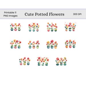 Cute Potted Flowers Clip Art Set | Spring Digital Images for Scrapbooks ...