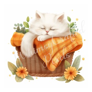 Cozy Cats in Baskets Digital Pages | Cute Printable Digital Backgrounds ...