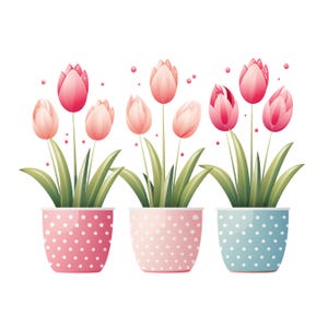 Pretty Pink Tulips Clip Art Set Spring Digital Images for Scrapbooks ...