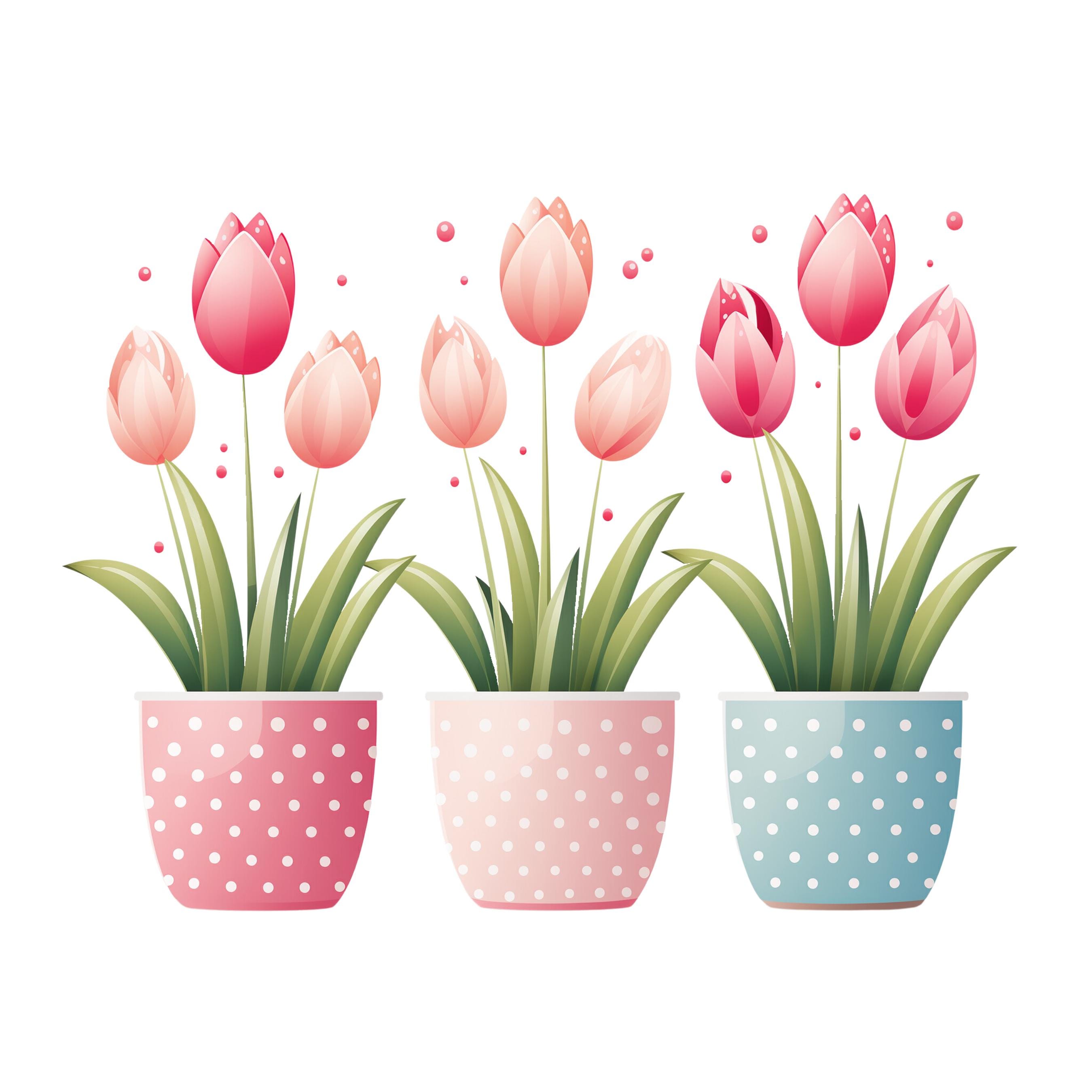 Pretty Pink Tulips Clip Art Set | Spring Digital Images for Scrapbooks ...