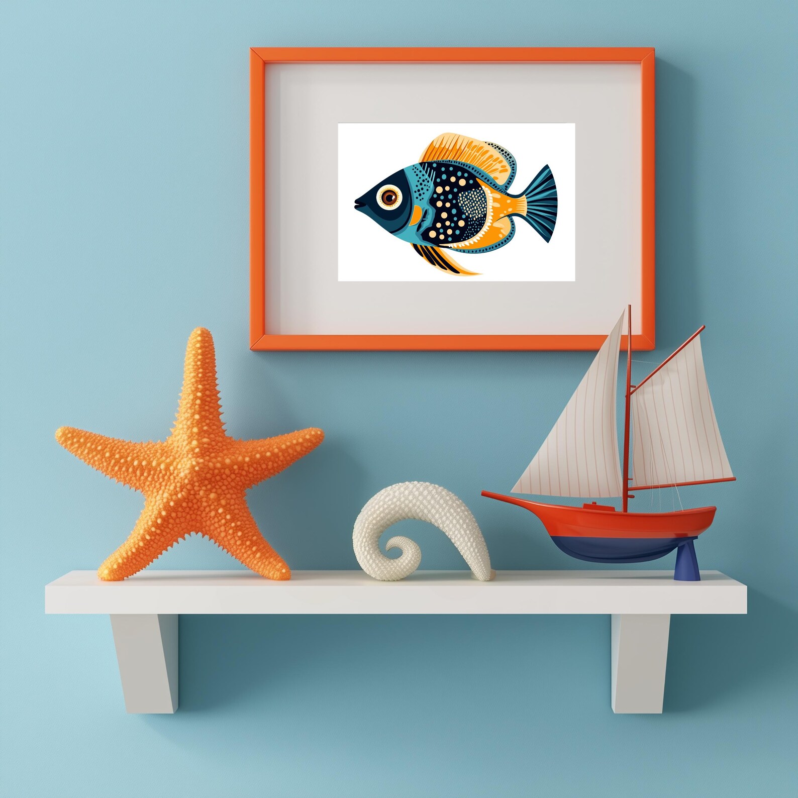 Cute Blue & Orange Fish Digital Pages Nautical Printable Digital ...