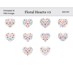 Floral Hearts V3 Clip Art Set | Pretty Digital Images for Scrapbooks ...