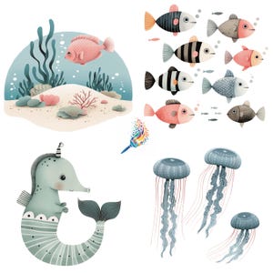 Cute Sea Life Clip Art Set | Digital Ocean Themed Images for Scrapbooks ...