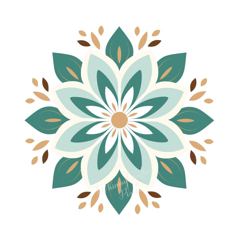 Aqua and Brown Floral Mandalas Clip Art Set | Digital Images for ...