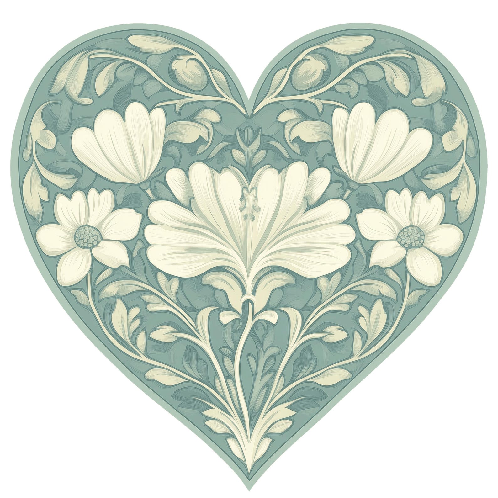Aqua Floral Heart Clip Art Set | Valentine Digital Images for ...