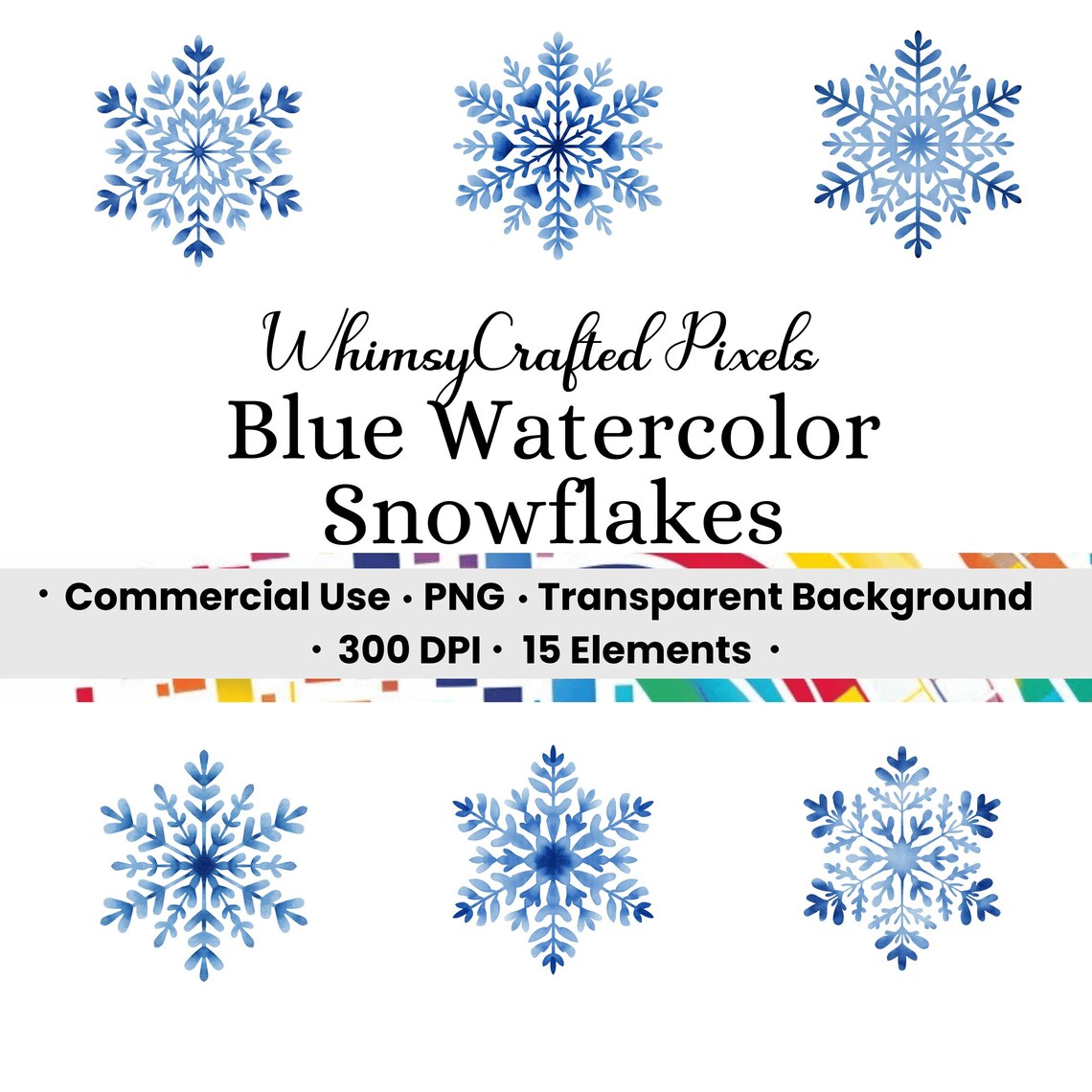 Blue Watercolor Snowflakes Clip Art Set | Winter Digital Images ...