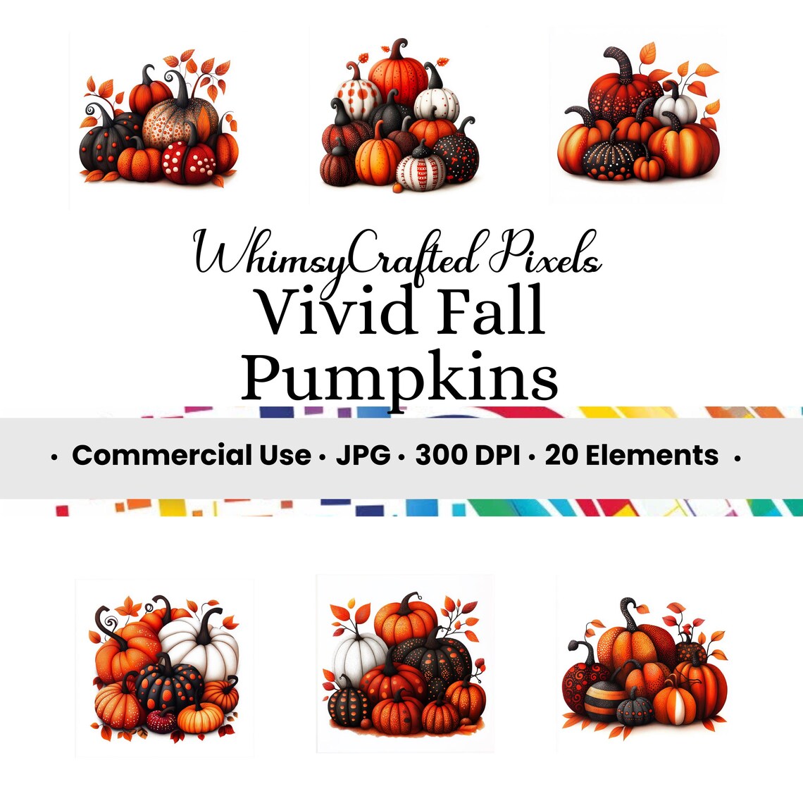 Vivid Fall Pumpkin Digital Pages | Autumn Printable Digital Backgrounds ...